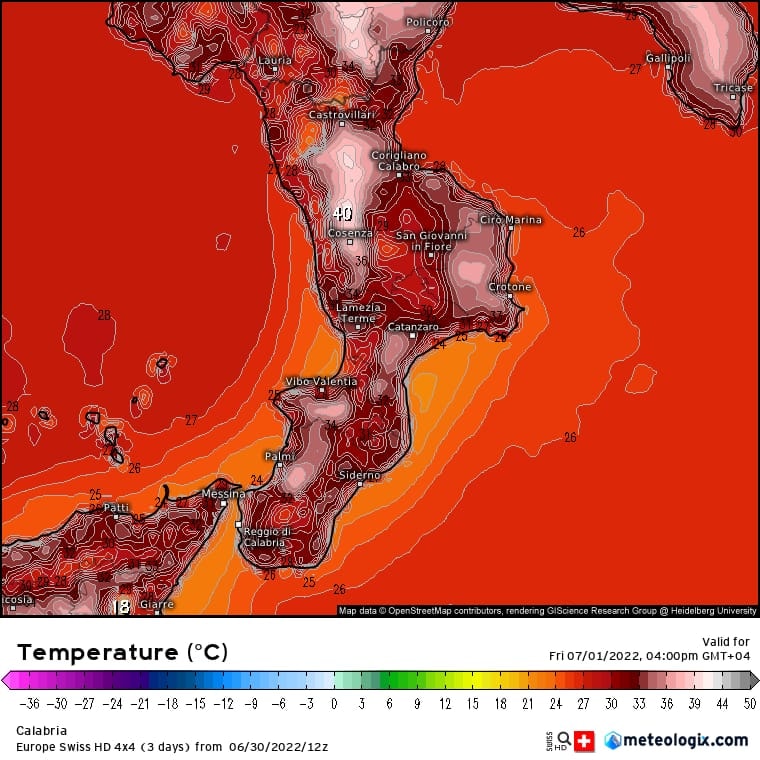 Nuovo aumento delle temperature in Calabria, massime attorno ai 40°